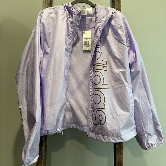 adidas | Jackets & Coats | Adidas Lavendar Rain Jacket Wind Breaker ...